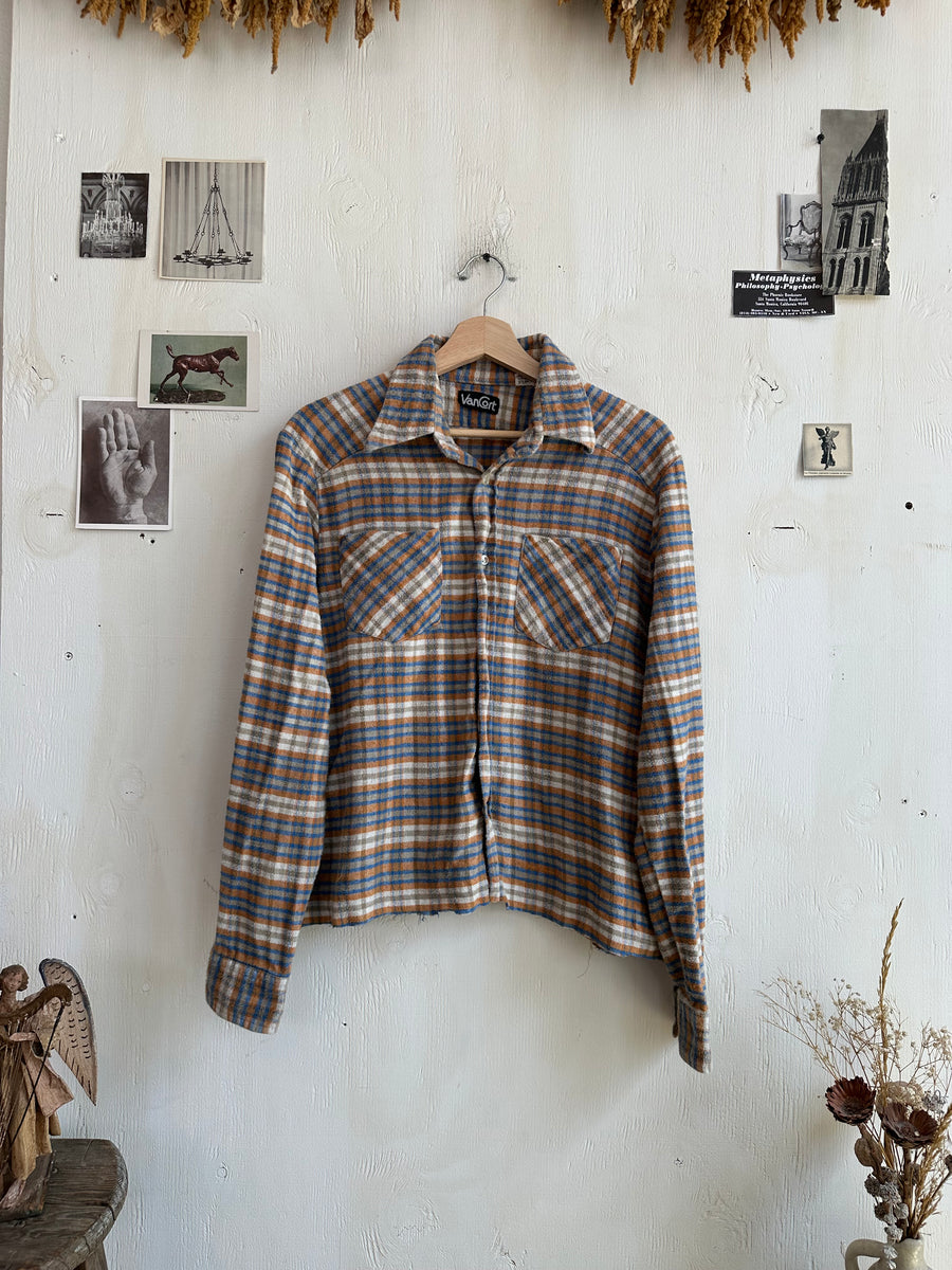 1980s Chopped Blue and Orange Cotton Flannel (Boxy M) – Handbook